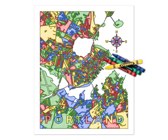 Portland Maine Printable Coloring Page | Etsy