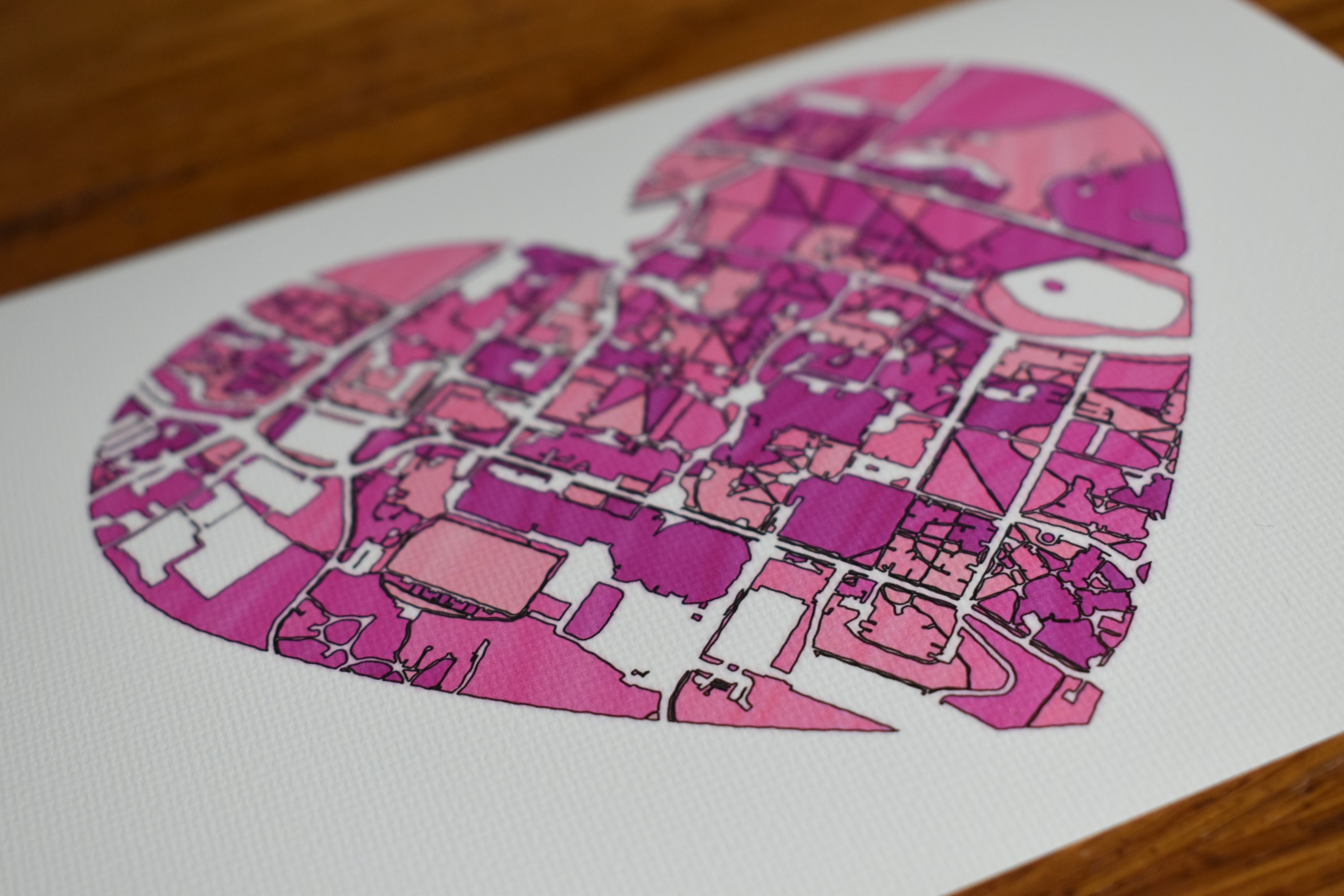 Uconn Heart Map Print - University of Connecticut Giclee Fine Art Print ...