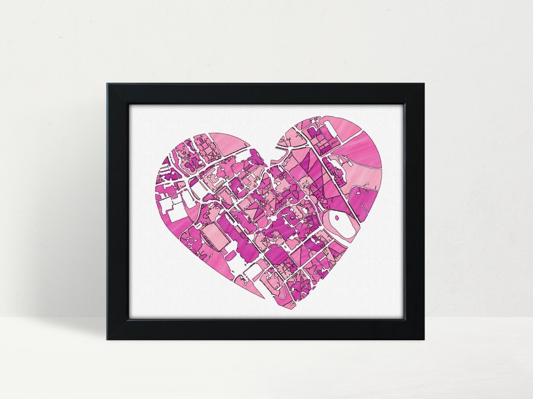 Uconn Heart Map Print - University of Connecticut Giclee Fine Art Print ...