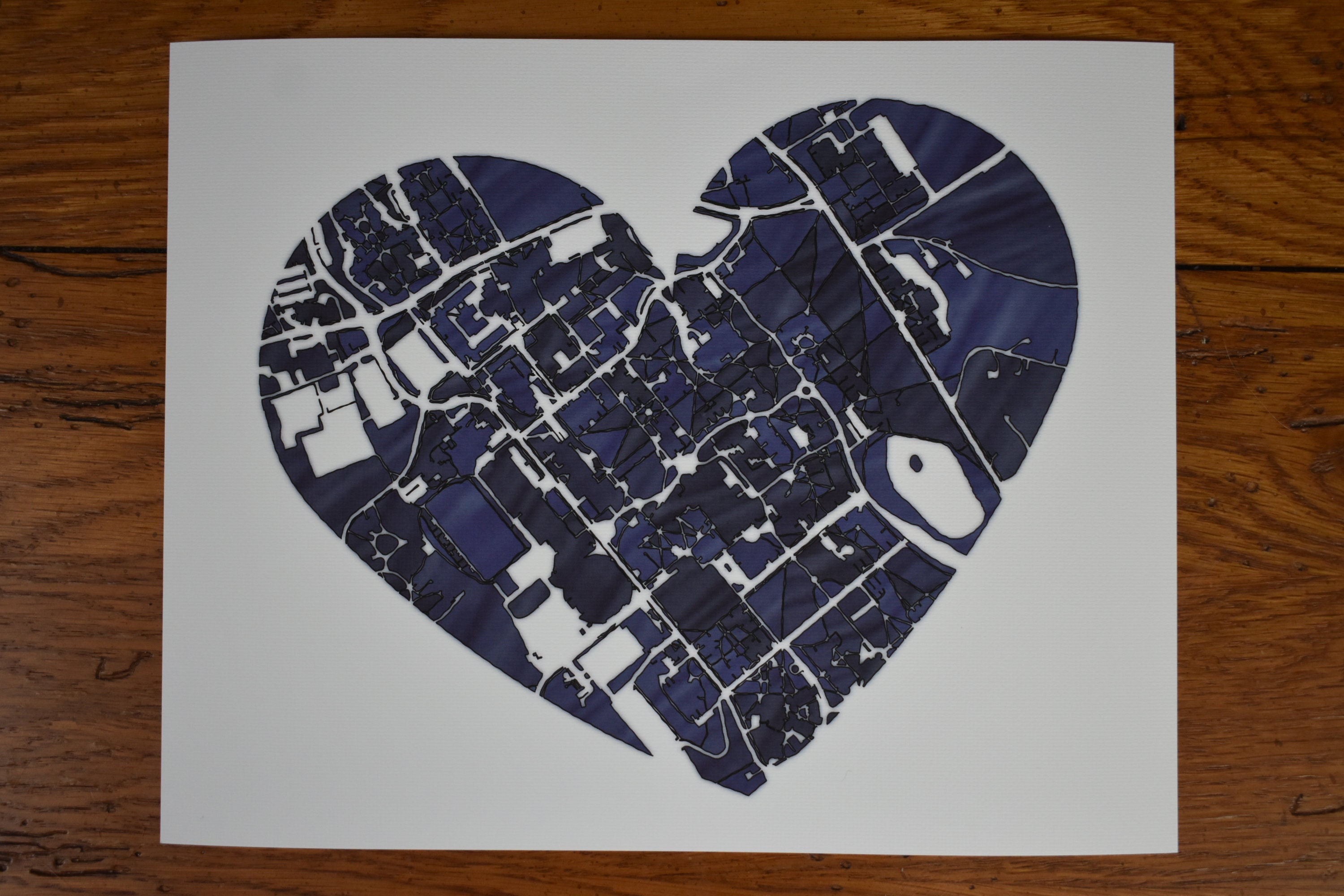 Uconn Heart Map Print - University of Connecticut Giclee Fine Art Print ...