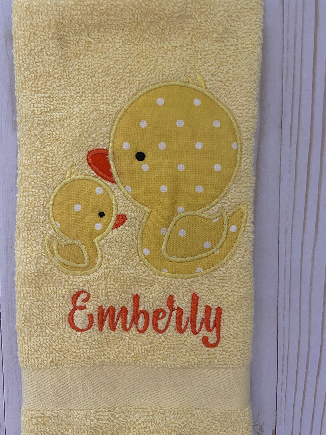Little Ducks Set Bath Towel & Hand Towel With Appliqué - Etsy