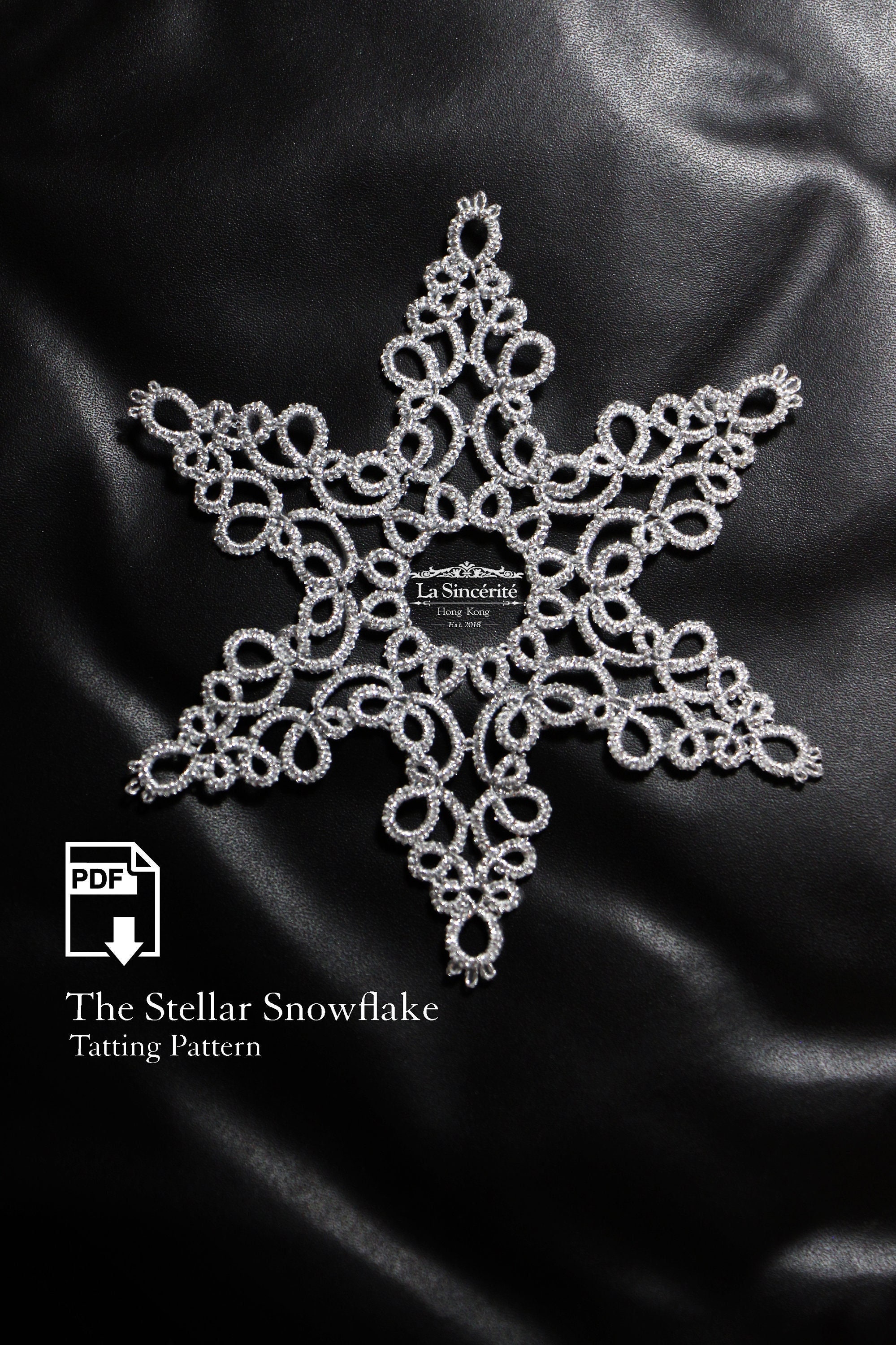 Original Tatting Snowflake Pattern, Shuttle Tatting Tutorial, Tatting PDF Pattern, Tatted ...