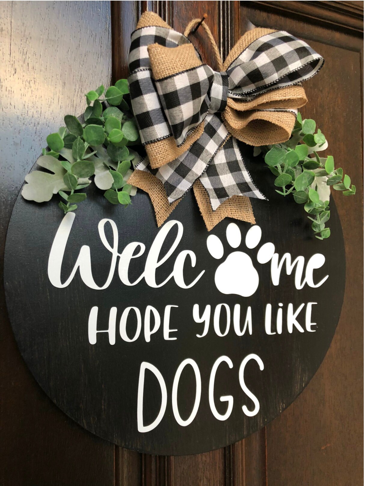 Front Door Decor | Dog Front Door | Welcome Hope You Like Dogs ...