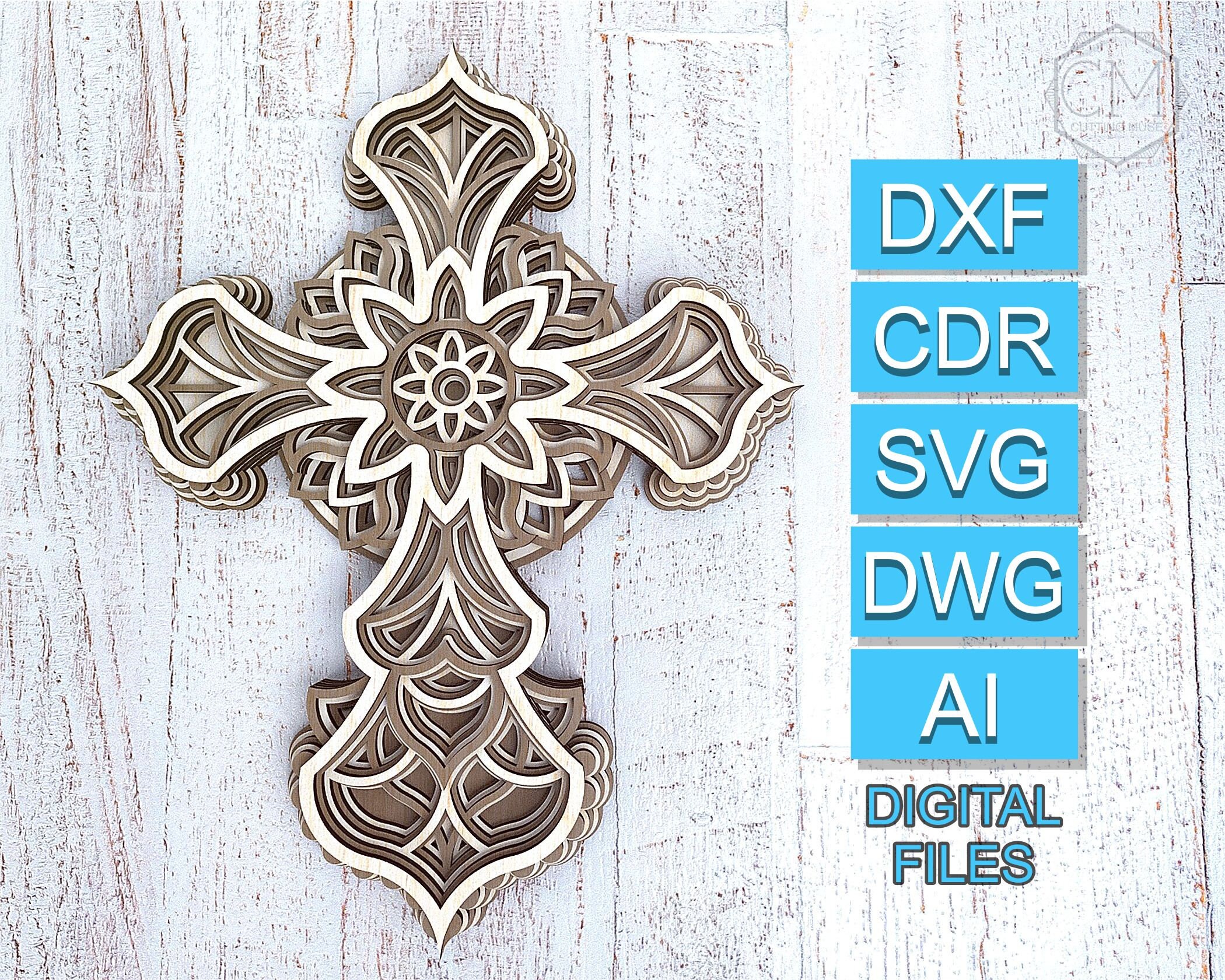 Layered Cross SVG Layered Cross DXF Multilayer Kreuz 3d | Etsy
