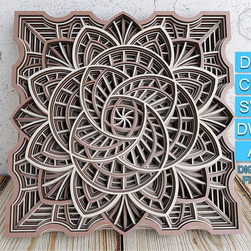 Multilayer Mandala Square Panel SVG Template 3D Layered | Etsy