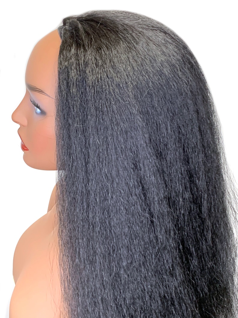 100% Human Hair Half Wig, 3/4 Hair Piece Made With Kinky Straight Hair ...