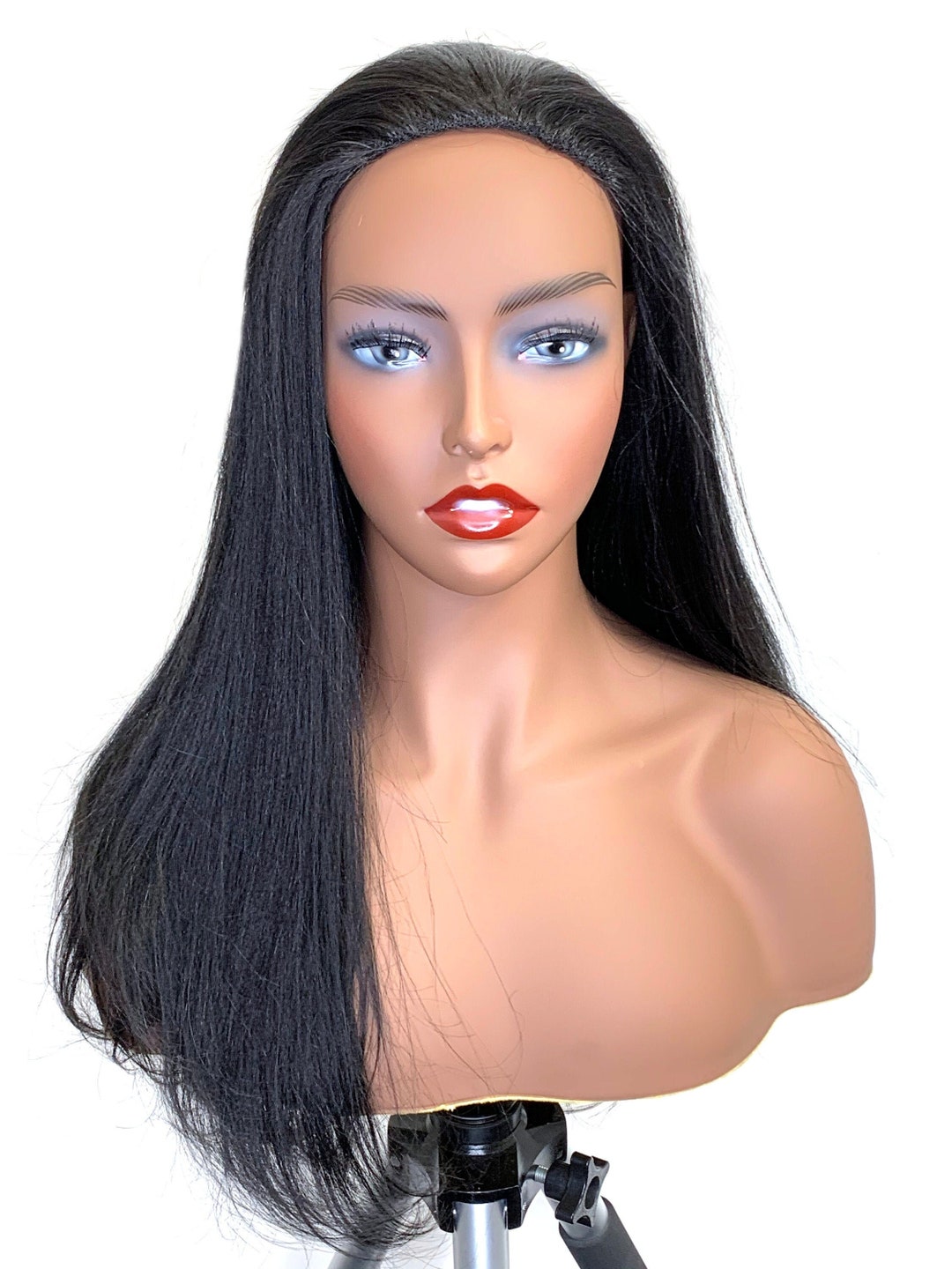 Yaki Relaxed Perm Straight Human Hair Half Wig 22" - Etsy