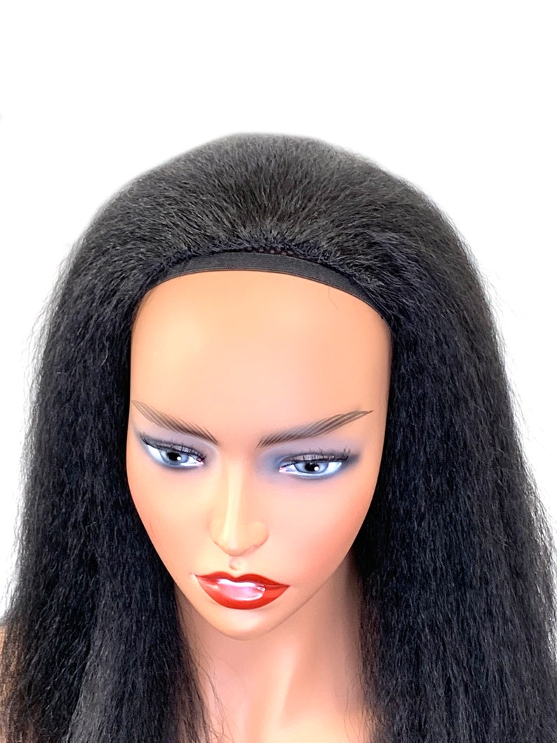 100% Human Hair Half Wig, 3/4 Hair Piece Made With Kinky Straight Hair ...