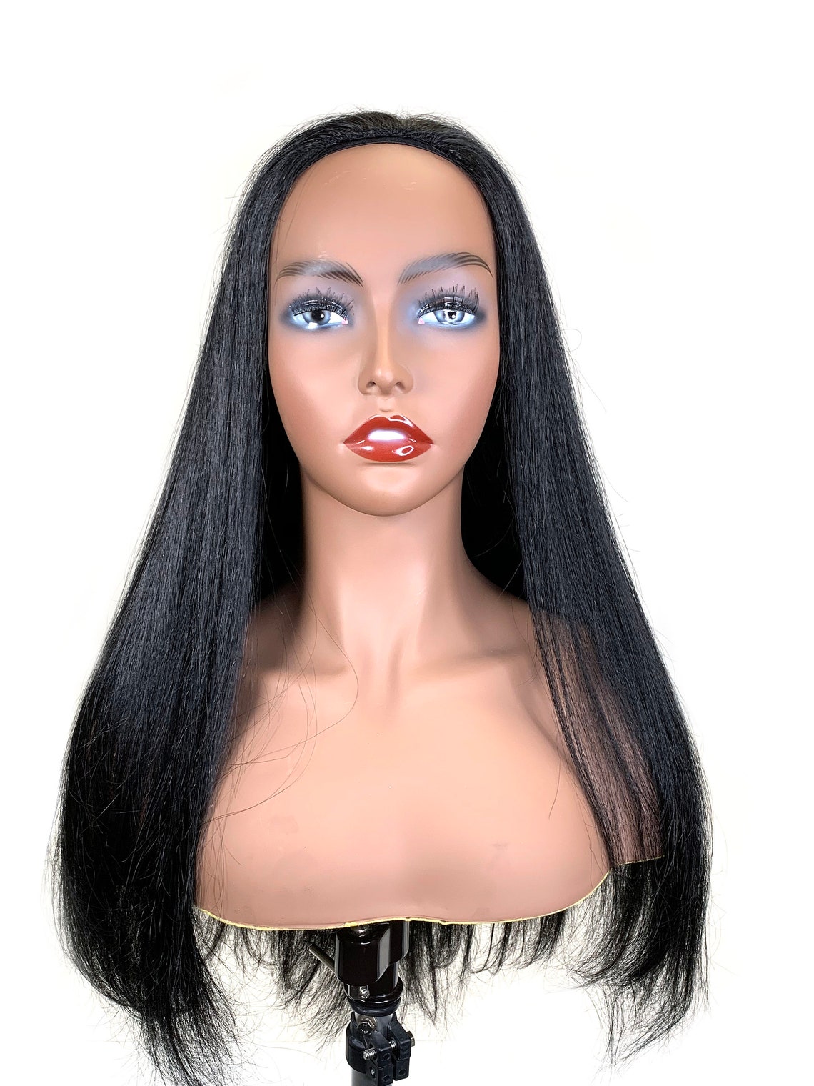 100% Human Hair Half Wig, 3/4 Hair Piece Made With Silky Straight 18 ...