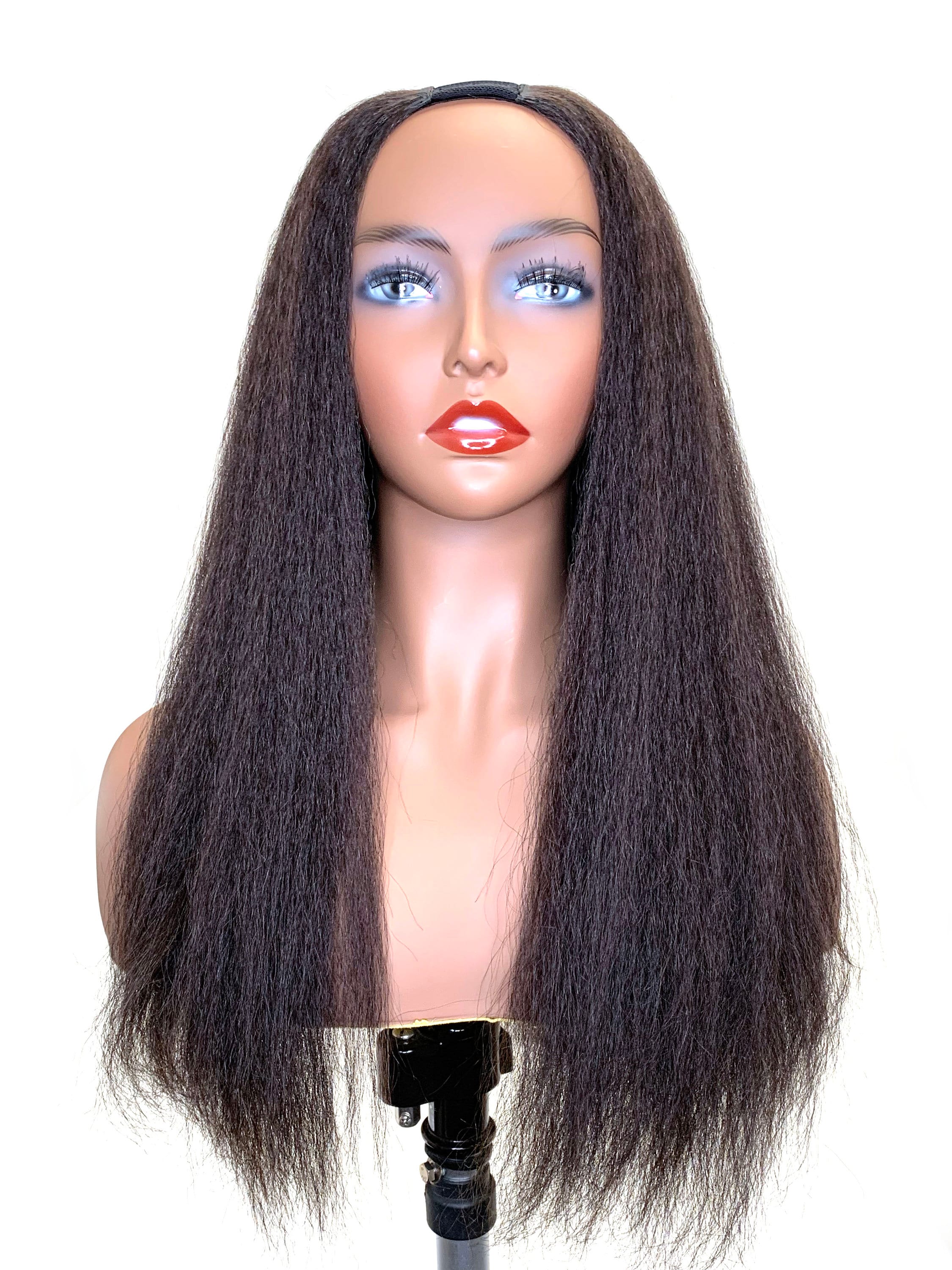 100% Human Hair U Part Hair Piece made with Yaki Straight hair 18 Craft ...