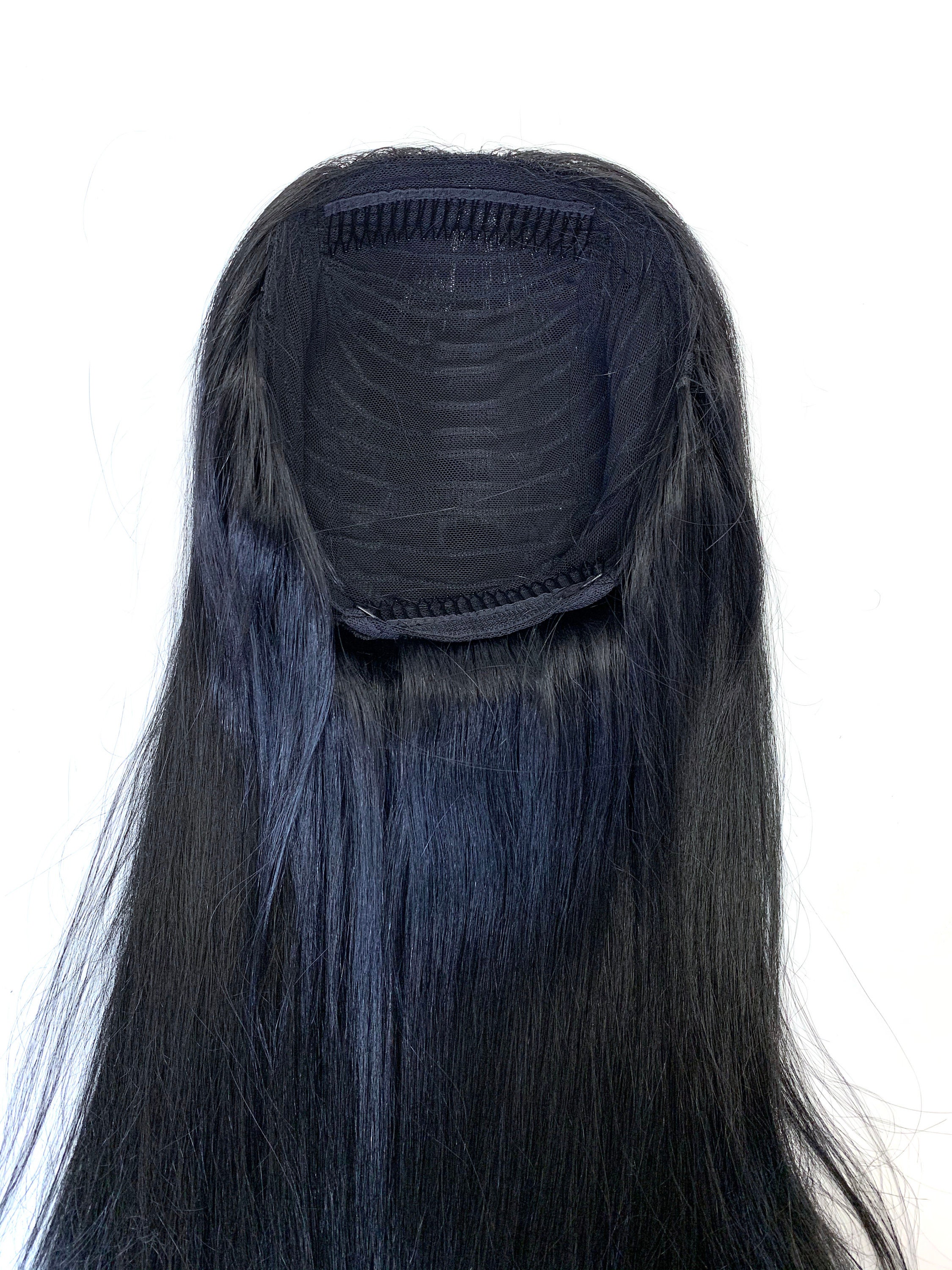 100% Human Hair Half Wig, 3/4 Hair Piece Made With Silky Straight 22 ...