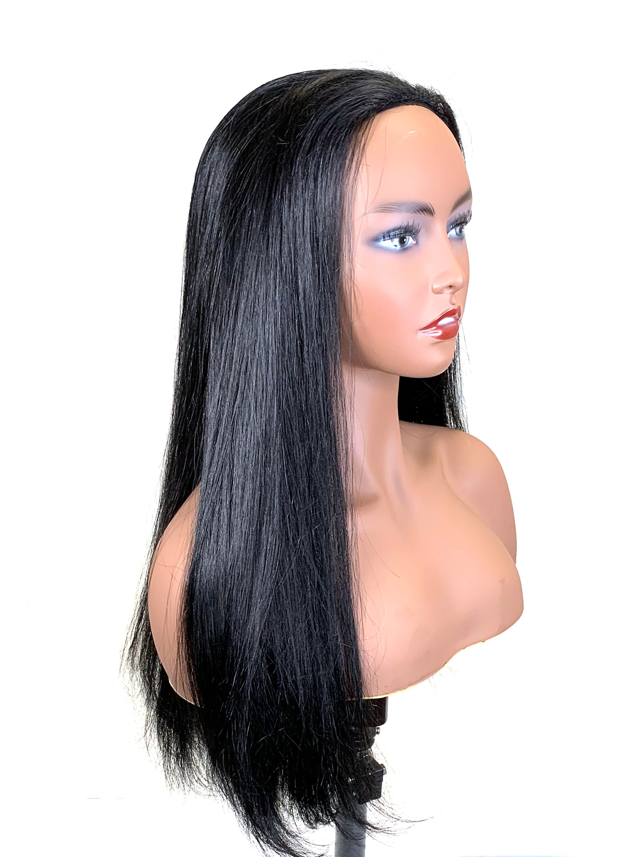 100% Human Hair Half Wig, 3/4 Hair Piece Made With Silky Straight 22 ...