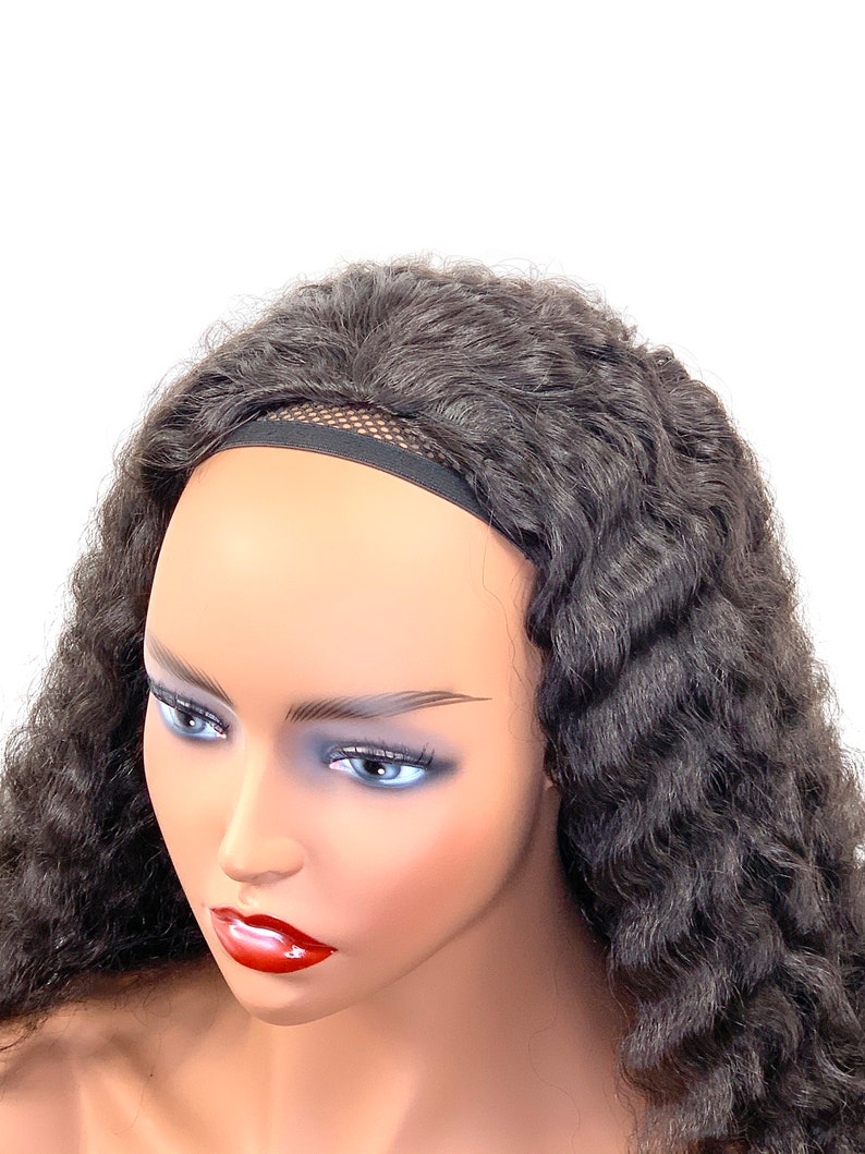 100% Human Hair Half Wig, 3/4 Hair Piece Made With Kinky Wave Hair 22 ...
