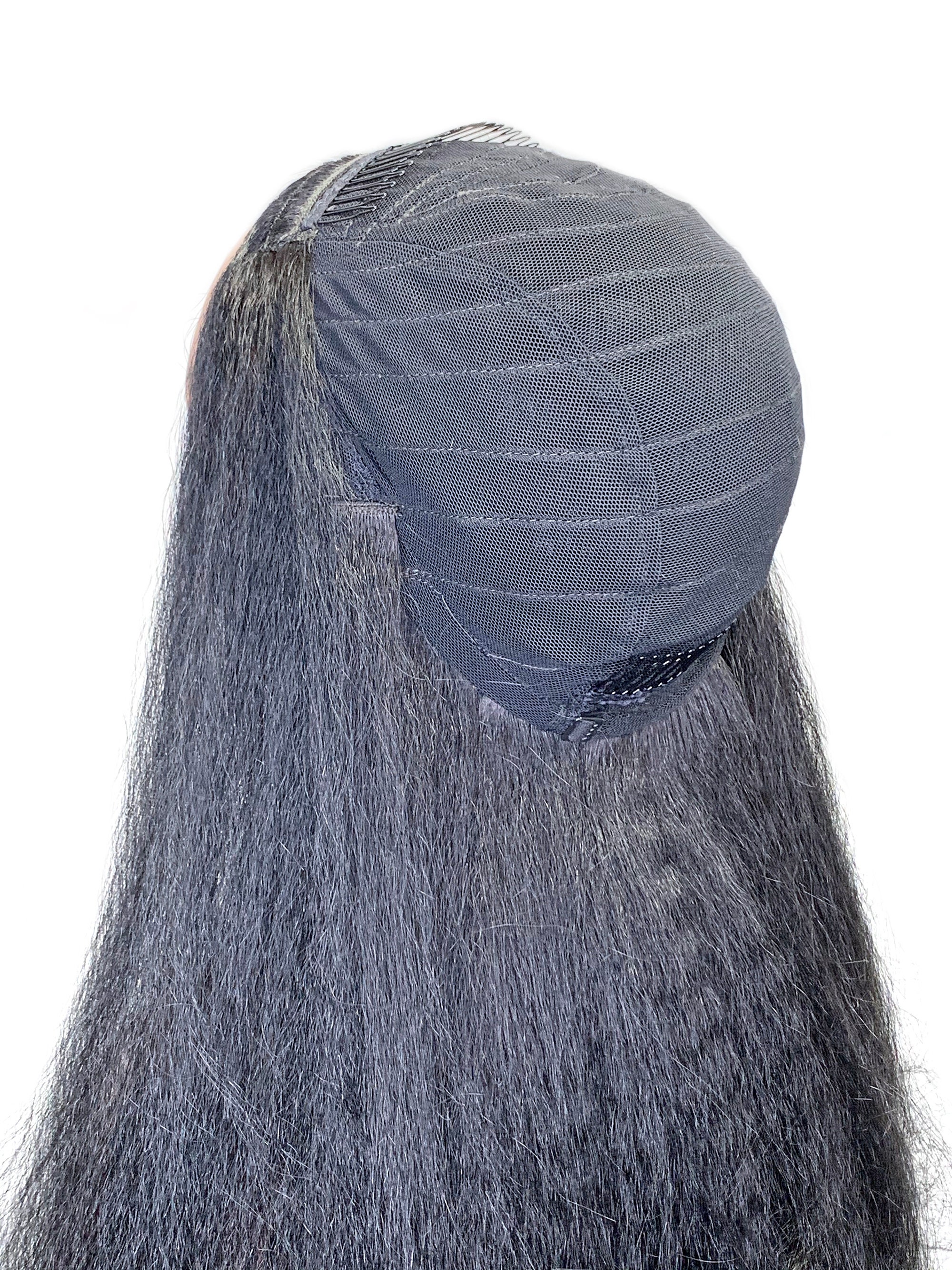 100% Human Hair Half Wig, 3/4 Hair Piece Made With Kinky Straight Hair ...