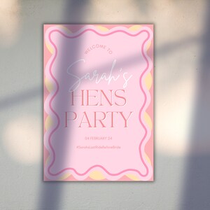 Peach Pink Modern Hens Party Welcome Sign Template, Printable ...