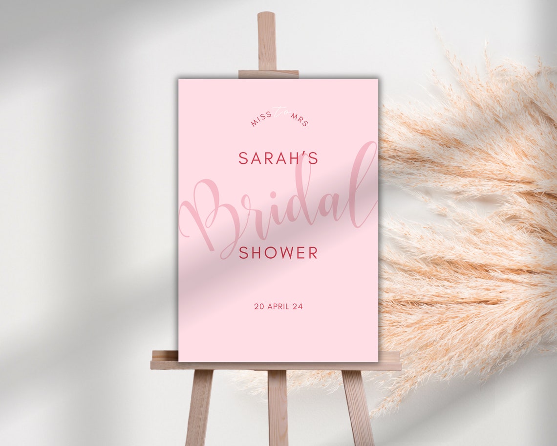 Modern Aesthetic Pink Bridal Shower Welcome Sign Template, Printable ...