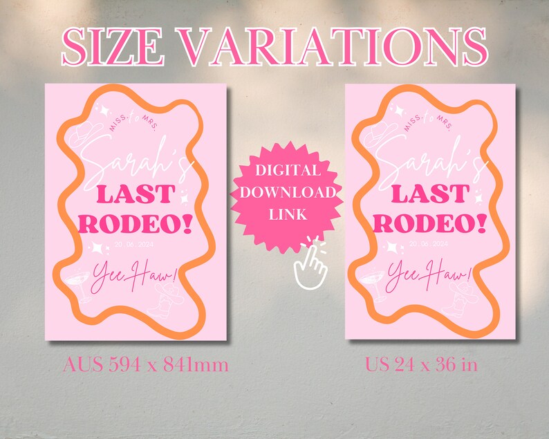 Pink and Orange Last Rodeo Hens Party Welcome Sign Template, Printable ...