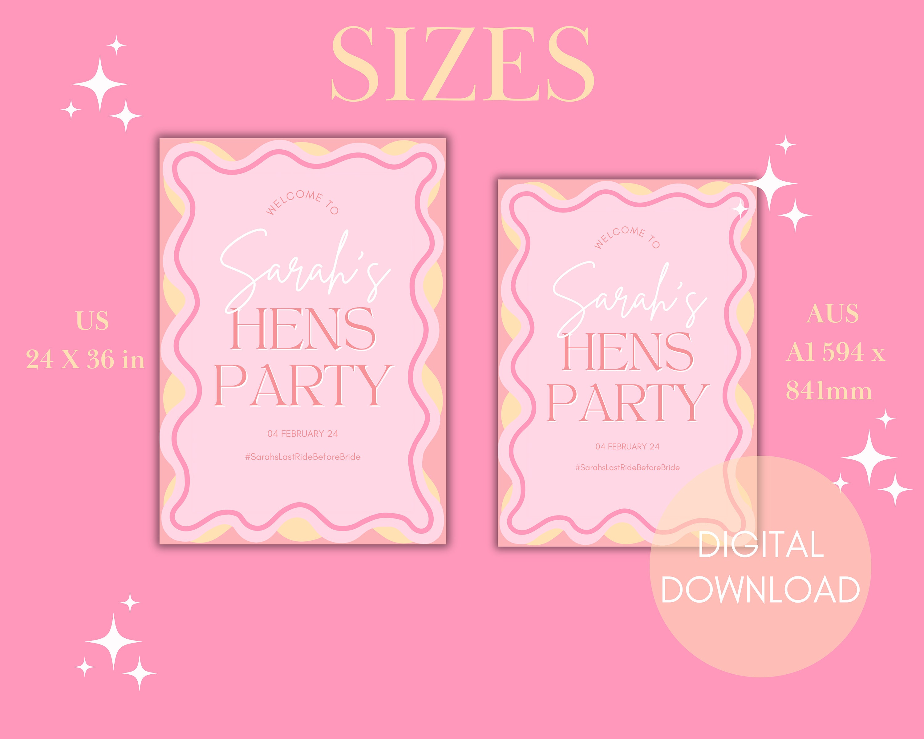 Peach Pink Modern Hens Party Welcome Sign Template, Printable ...