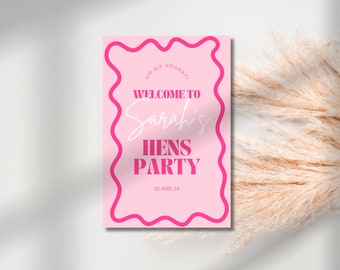 Modern Aesthetic Hens Party Welcome Sign Template, Printable ...