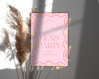 Modern Aesthetic Hens Party Welcome Sign Template, Printable ...