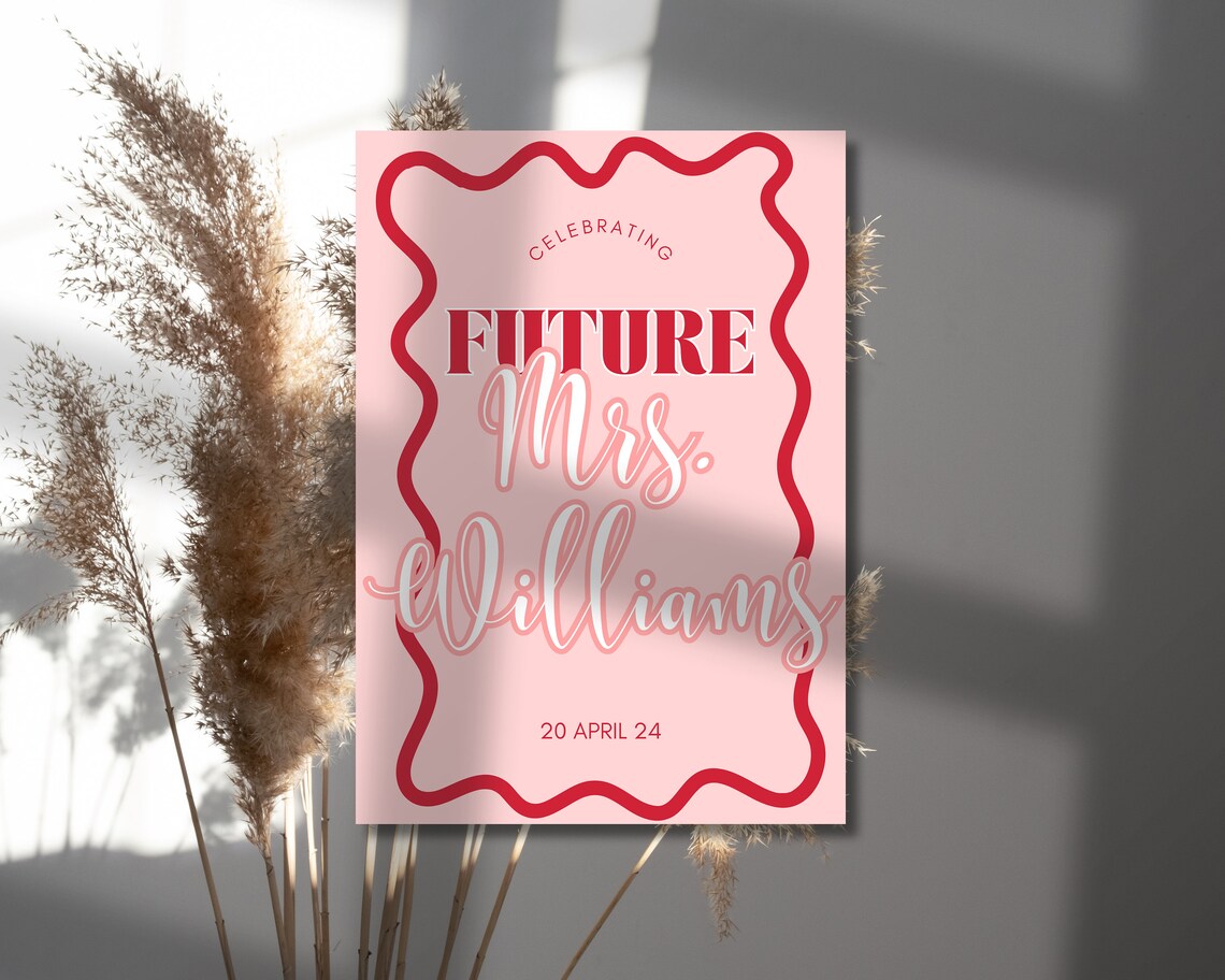 Pink Red Modern Hens Party Welcome Sign Template, Printable ...