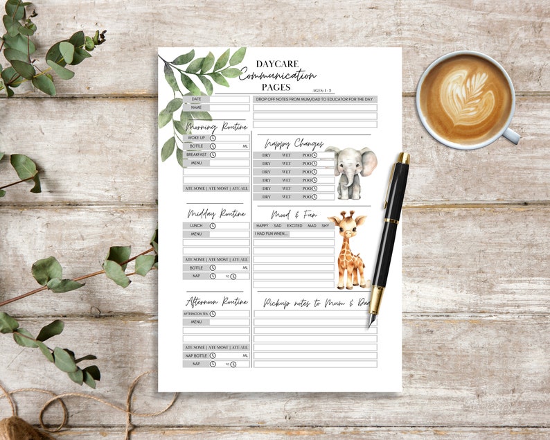 Toddler Daycare Daily Report Printable, Toddler Daycare Daily Report ...