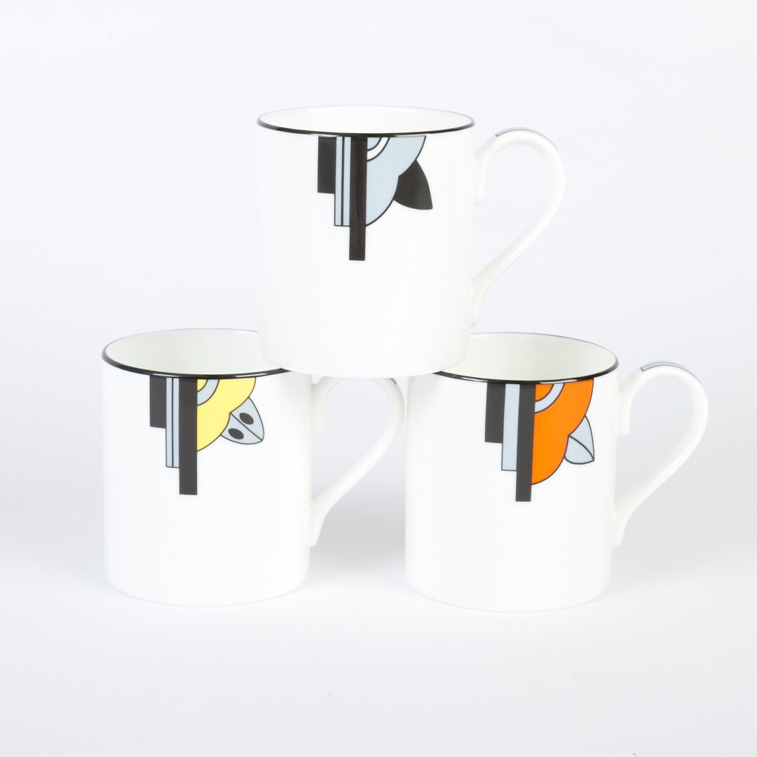 Set of 3 Art Deco Style Mugs in the "ritzy" Design - Etsy UK