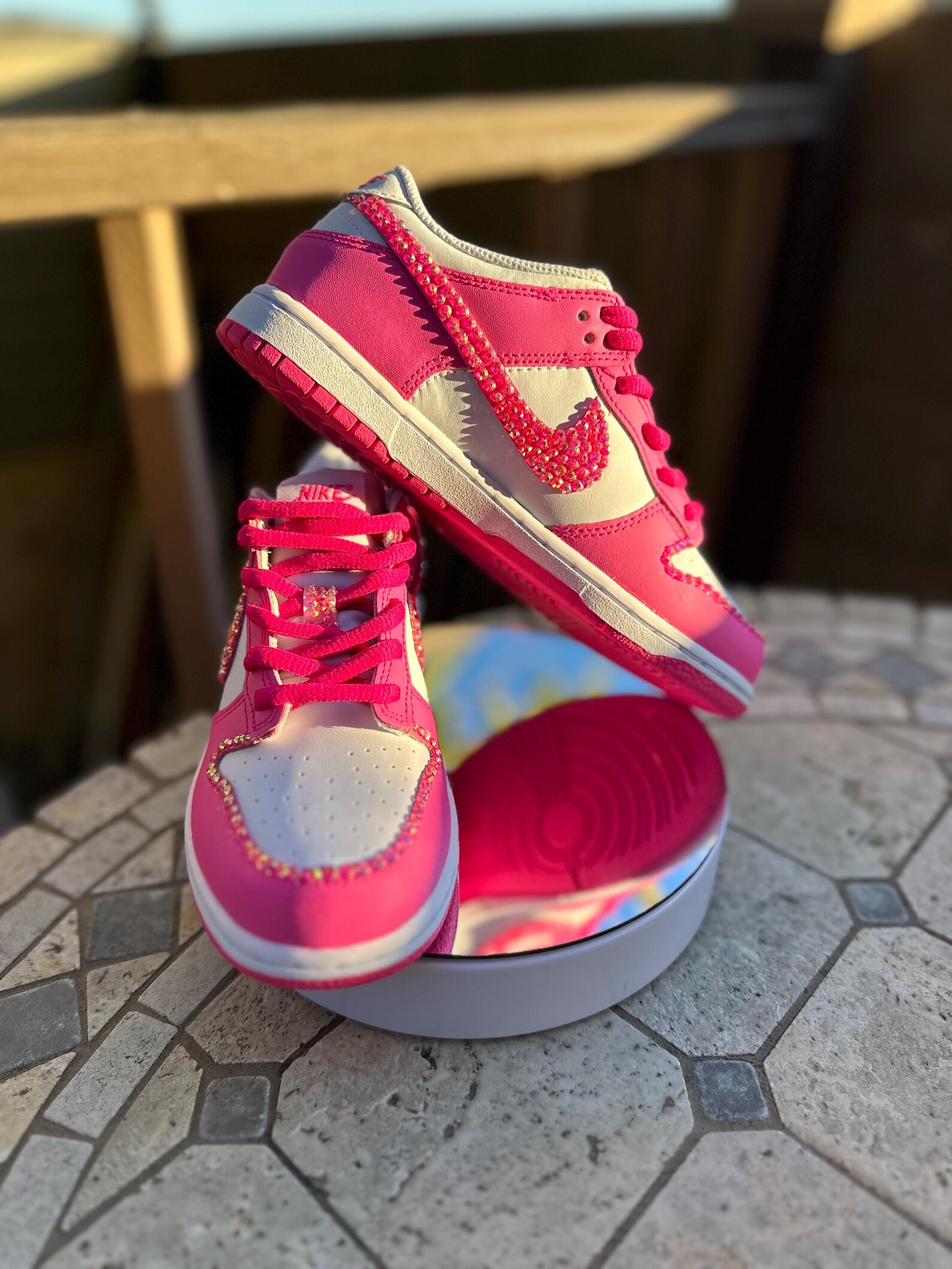 Custom Pink Bling Nike Dunk Shoes, Rhinestone Sneakers, Size 2Y - Etsy