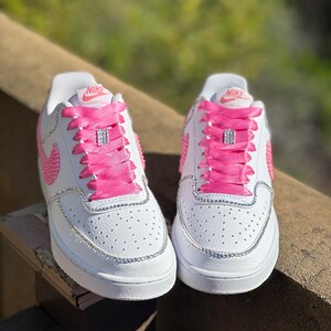Custom AF1 Court Vision Pearl Rhinestone Tennis Shoes, Wedding Bling ...