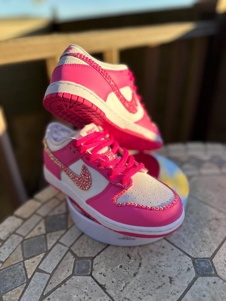 Custom Pink Bling Nike Dunk Shoes, Rhinestone Sneakers, Size 2Y - Etsy