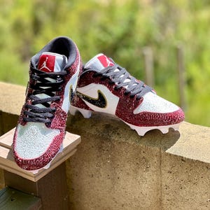 Custom Nike Cleats With Rhinestones, Football MJ Nike Shoes, Baseball ...