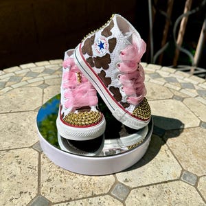 Brown Cow Print Converse Shoes, Kids Cow Converse Shoes, Kids Farm ...