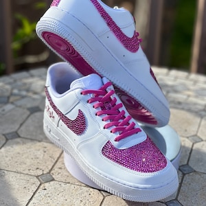 Custom Bling Af1s Shoes, Pink Wedding Rhinestone Shoes, Hand Placed ...