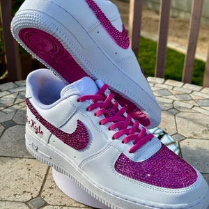 Custom Bling Af1s Shoes, Pink Wedding Rhinestone Shoes, Hand Placed ...