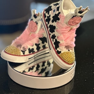Cow Print Converse Shoes, Kids Cow Converse Shoes, Kids Farm Hightop ...