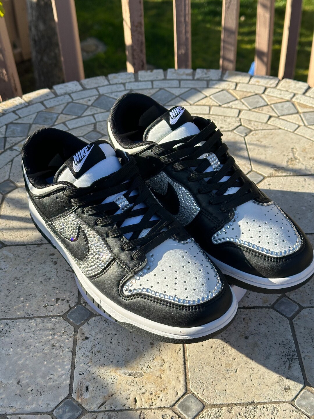 Custom Bling Dunk Low Shoes, Wedding Shoes, Panda Black and White ...