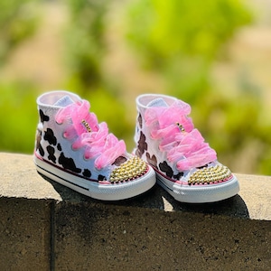 Brown Cow Print Converse Shoes, Kids Cow Converse Shoes, Kids Farm ...