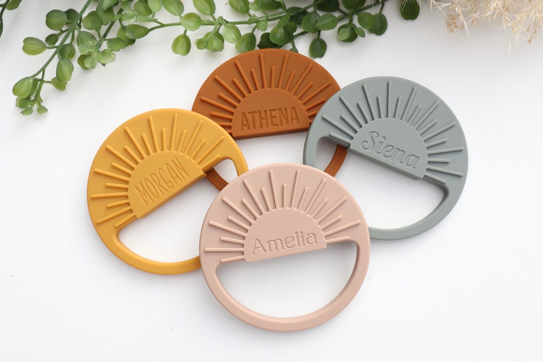 Personalized Silicone Teething Ring, Modern Boho Sun Baby Gift - Etsy