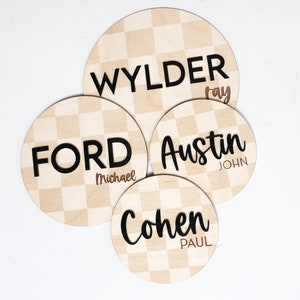 Baby Name Announcement, Checkered Baby Name Sign, Daisy Name Sign for ...