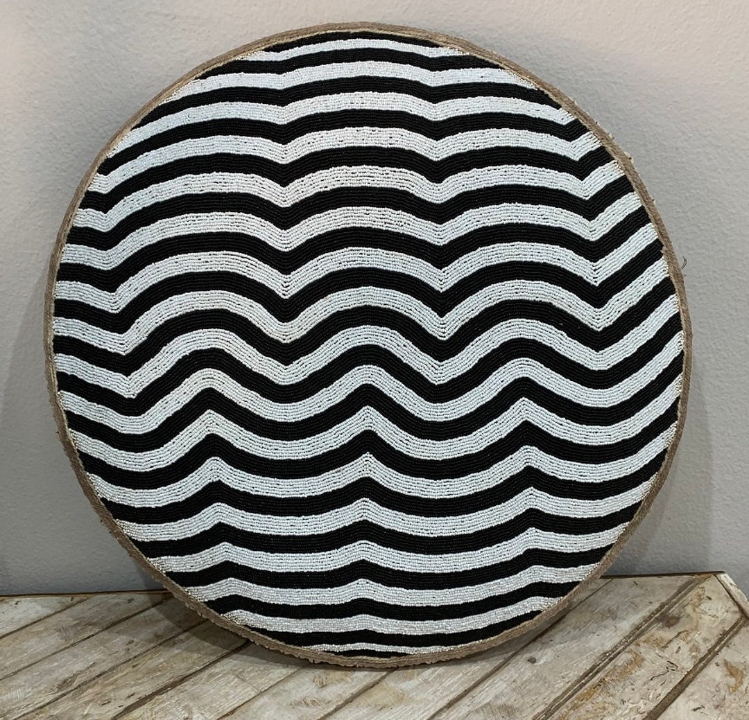 African Beaded Shield 30cm 12", Authentic Beaded and Cowrie Shell ...