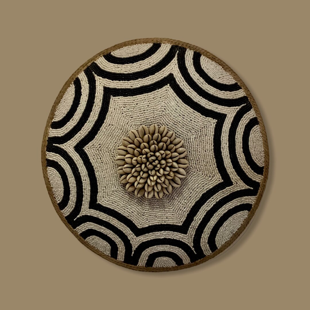 African Beaded Shield 30cm 12", Beaded and Cowrie Shell Shield, African ...