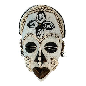 Chokwe Beaded Mask 20" From Cameroon, African Mask, Wall Mask, Wall ...