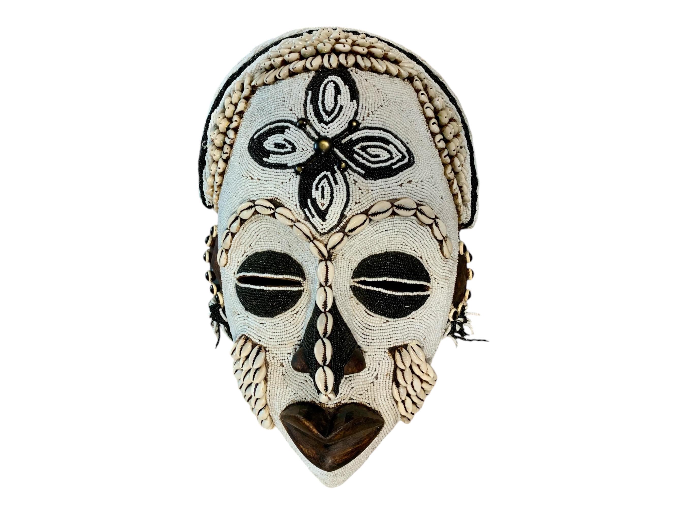 Chokwe Beaded Mask 20" From Cameroon, African Mask, Wall Mask, Wall ...