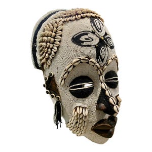 Chokwe Beaded Mask 20" From Cameroon, African Mask, Wall Mask, Wall ...