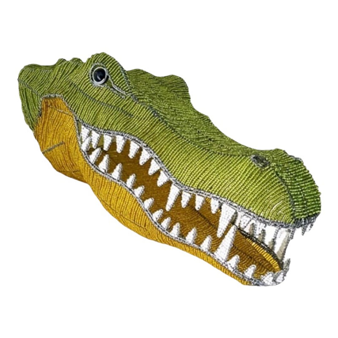 Beaded Crocodile Head 18", Handmade Bead and Wire Head, Beaded Trophy ...