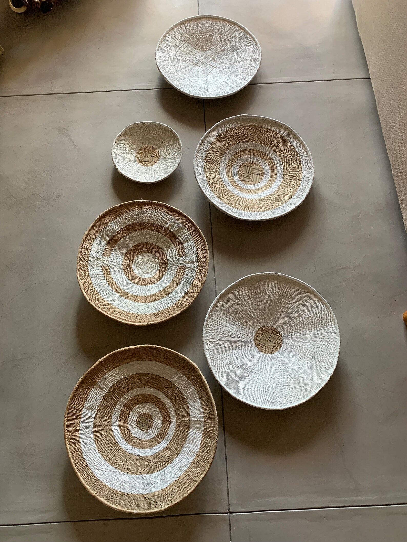 Painted Tonga Binga Wall Baskets White 11.8"to 20" 30cm to 50cm, Binga ...