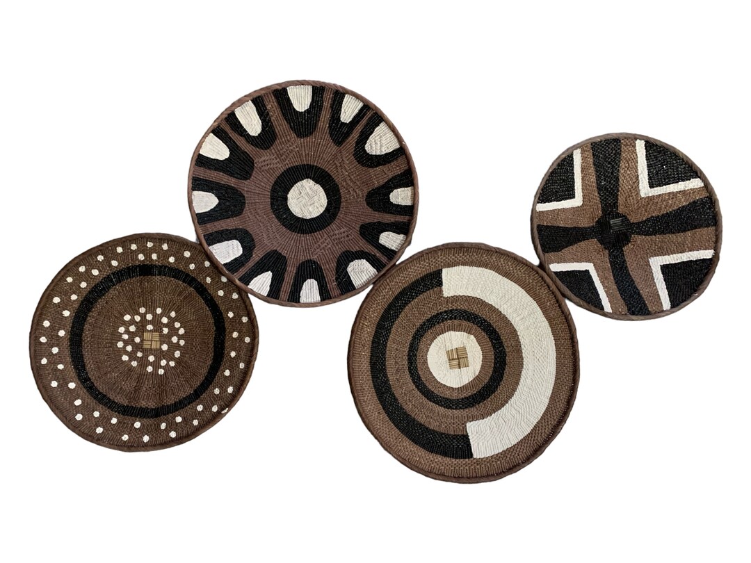 Painted Tonga Wall Baskets Set of 4 Baskets, 13to 16 35cm to 40cm ...