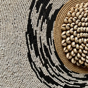 African Beaded Shield 55cm 22", Beaded and Cowrie Shell Shield, African ...