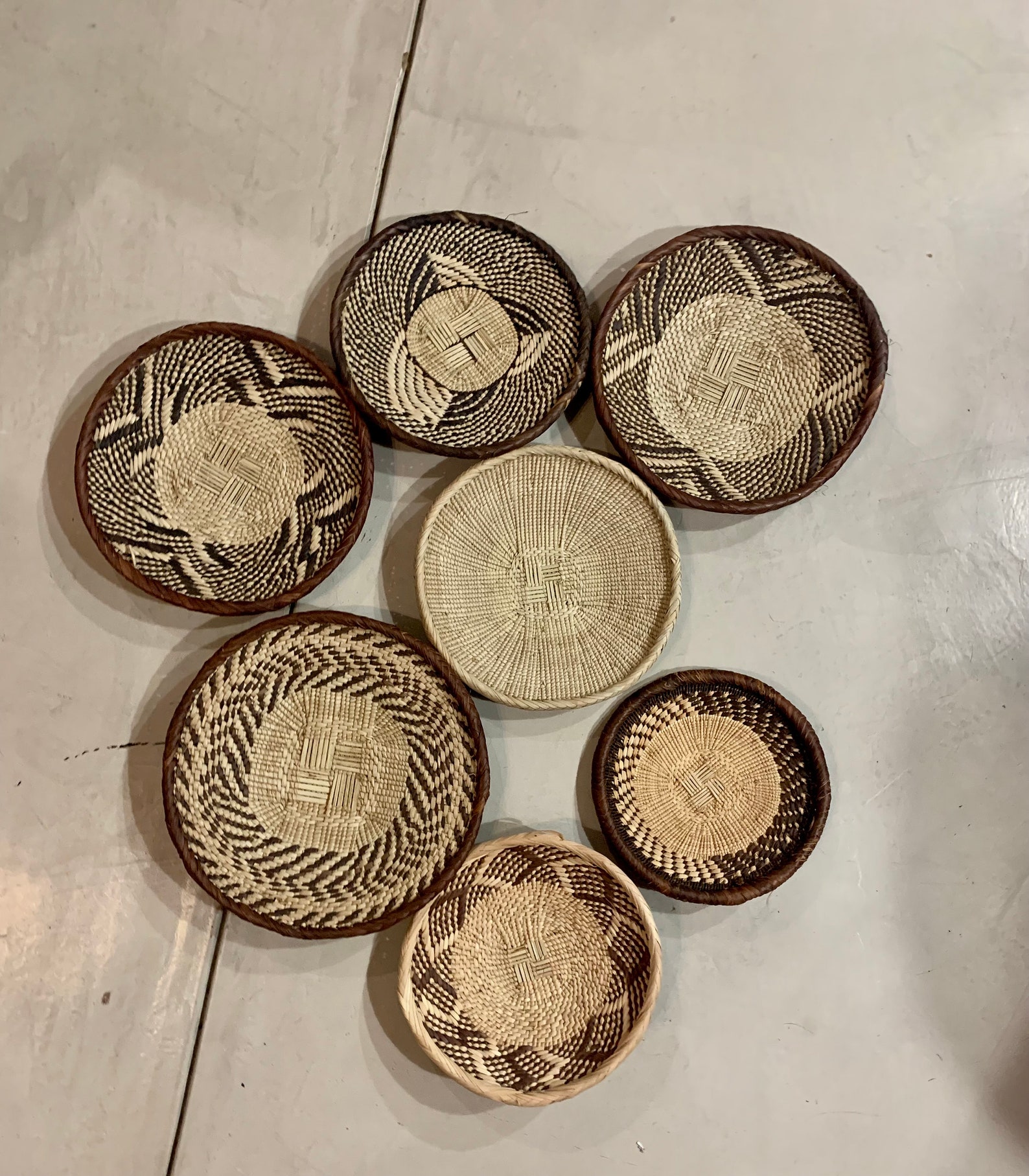 Tonga Binga Wall Basket Set of 5, 8" - 15.5" 20cm - 40cm, Binga Baskets ...