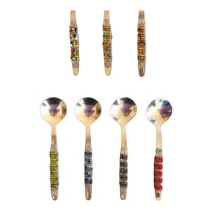 Full Beading Sugar Spoon, African Beaded Cutlery, Beaded Fork ...